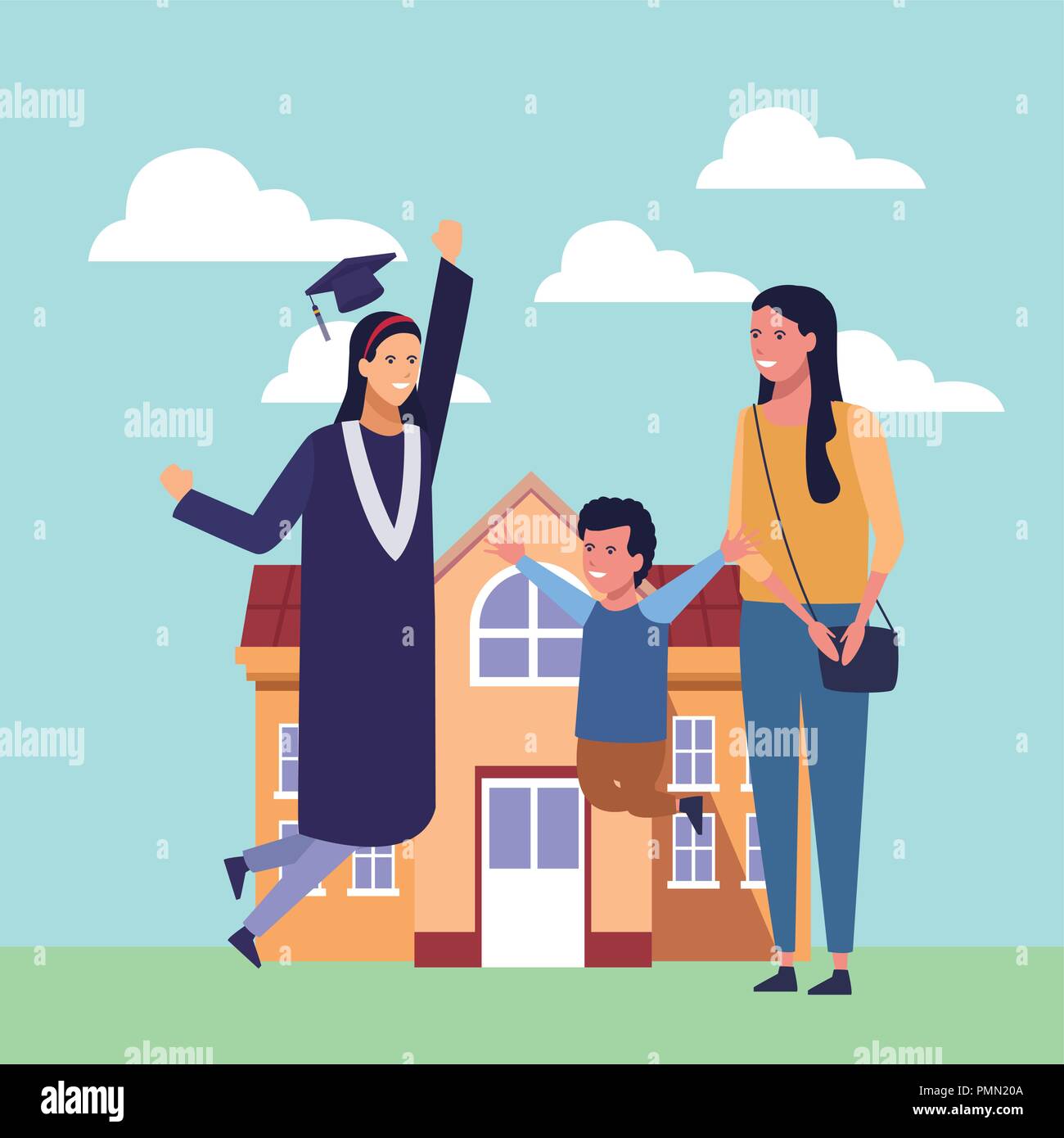 Graduation kid boy vector school education Stock Vector Images - Alamy