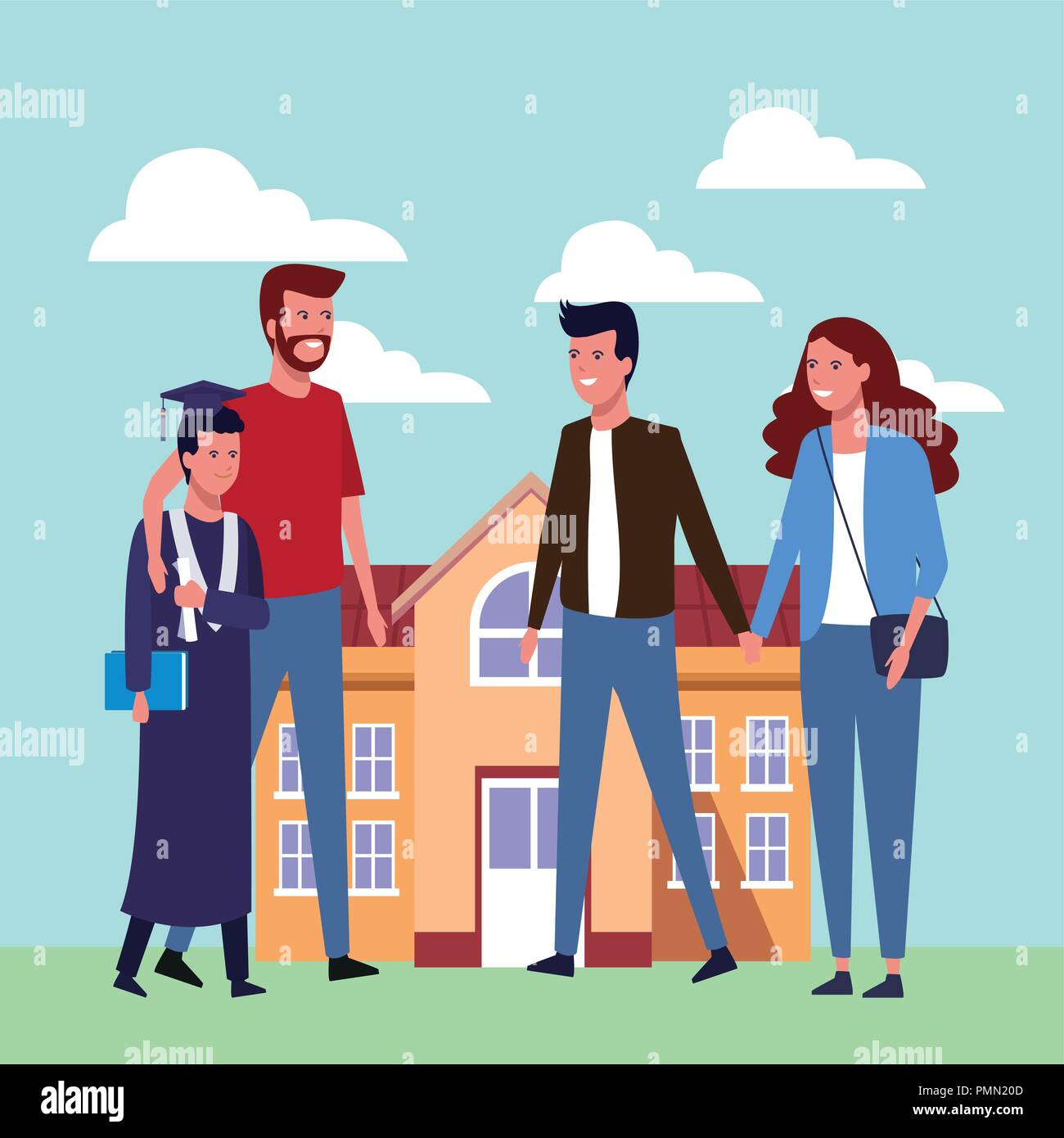 Graduation kid boy vector school education Stock Vector Images - Alamy