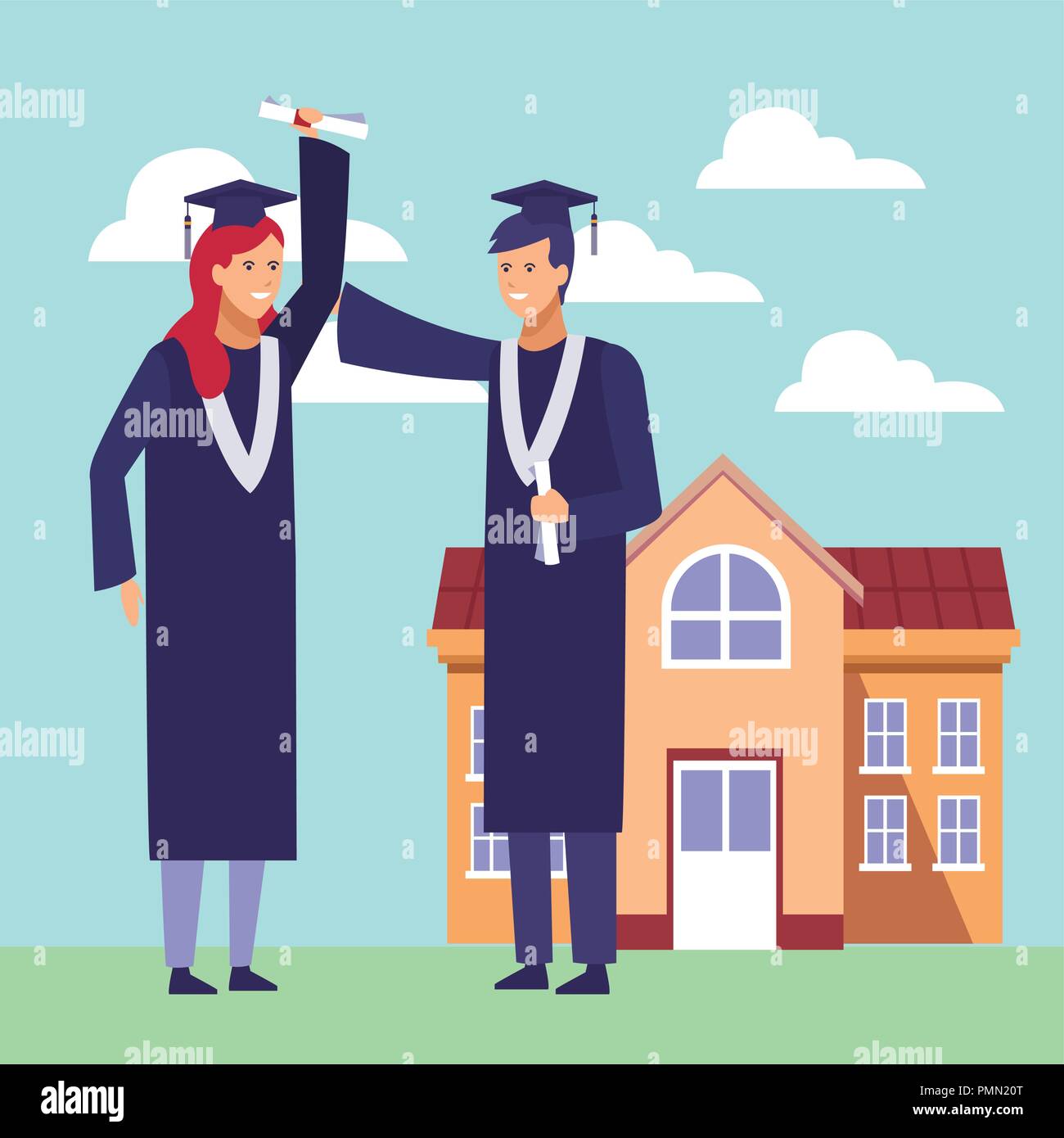Students graduation cartoon Stock Vector Image & Art - Alamy