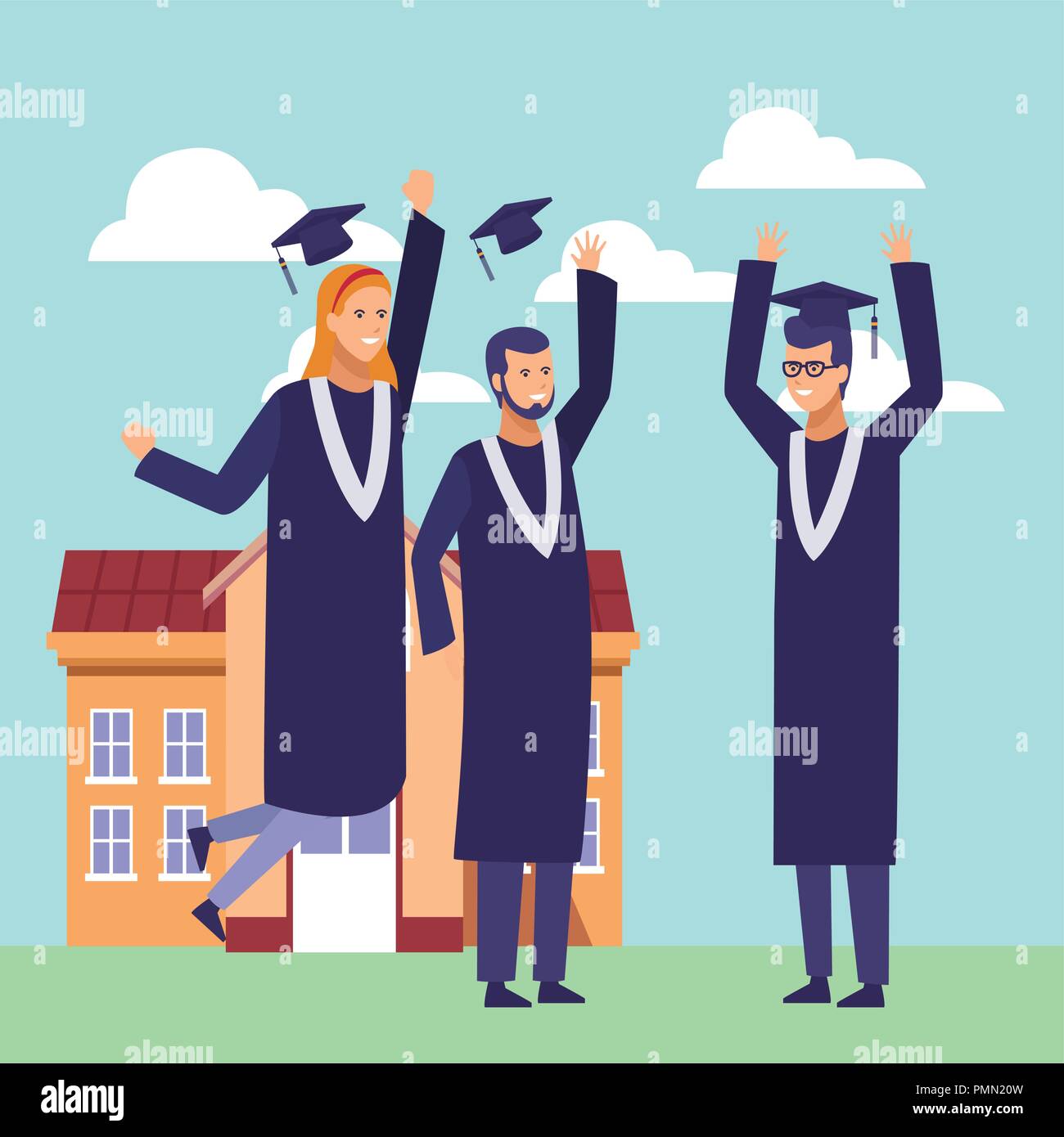 Students graduation cartoon Stock Vector Image & Art - Alamy