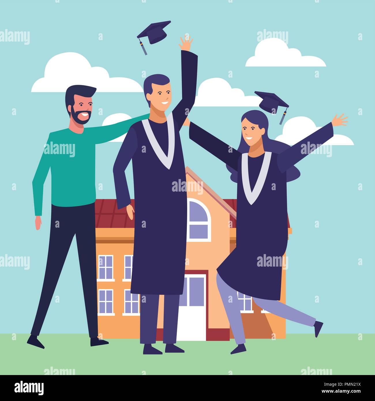Students graduation cartoon Stock Vector Image & Art - Alamy