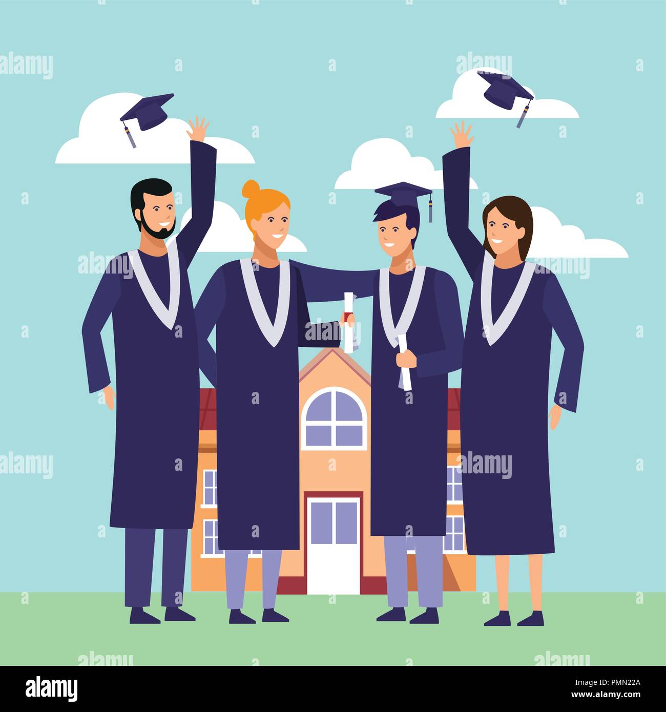 Students graduation cartoon Stock Vector Image & Art - Alamy