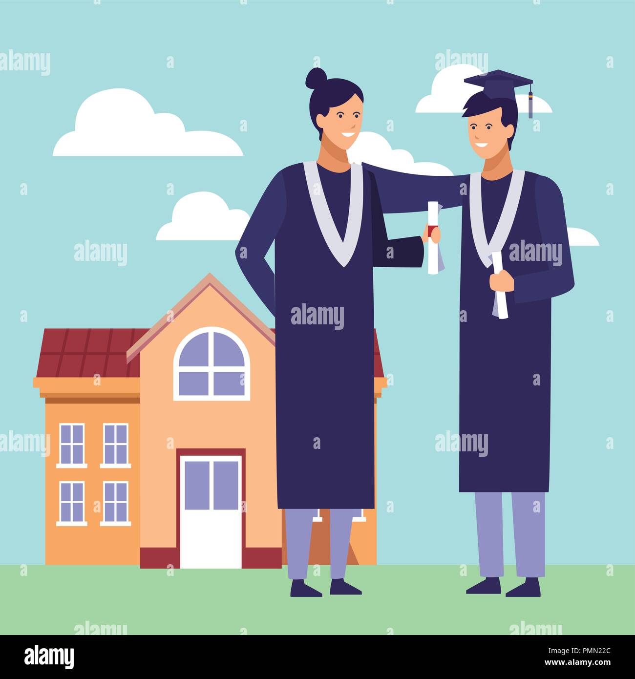 Cartoon Graduate Man Graduation Gown High Resolution Stock Photography ...