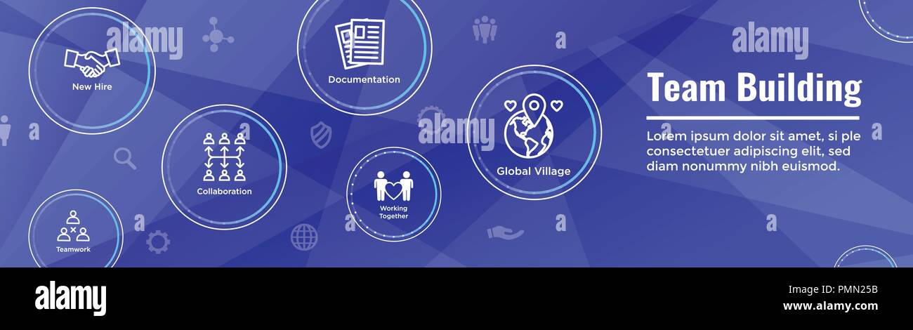 Team Building, Teamwork, & Connectivity Icon Set with Stick Figures and ...