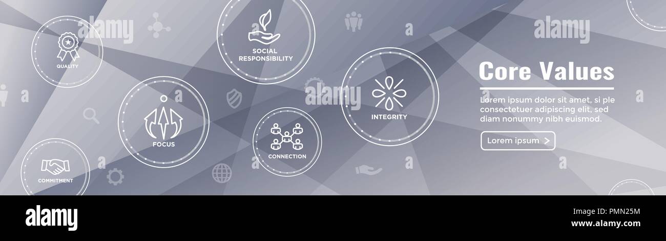 Core Values Web Header Banner image with Integrity, Mission, Icon Set Stock Vector Image & Art ...
