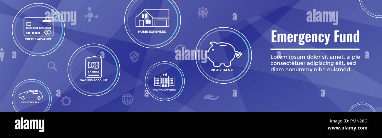 Financial Emergency Fund Icons with Umbrella - Home or House, Car or ...