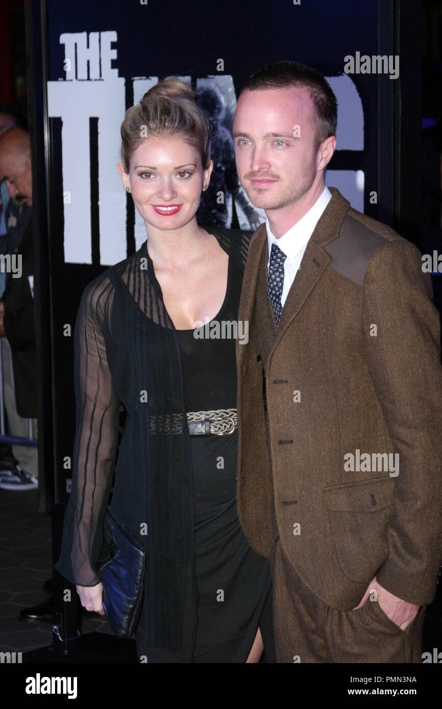 Aaron Paul (r) and guest at the world premiere of Universal Pictures ...