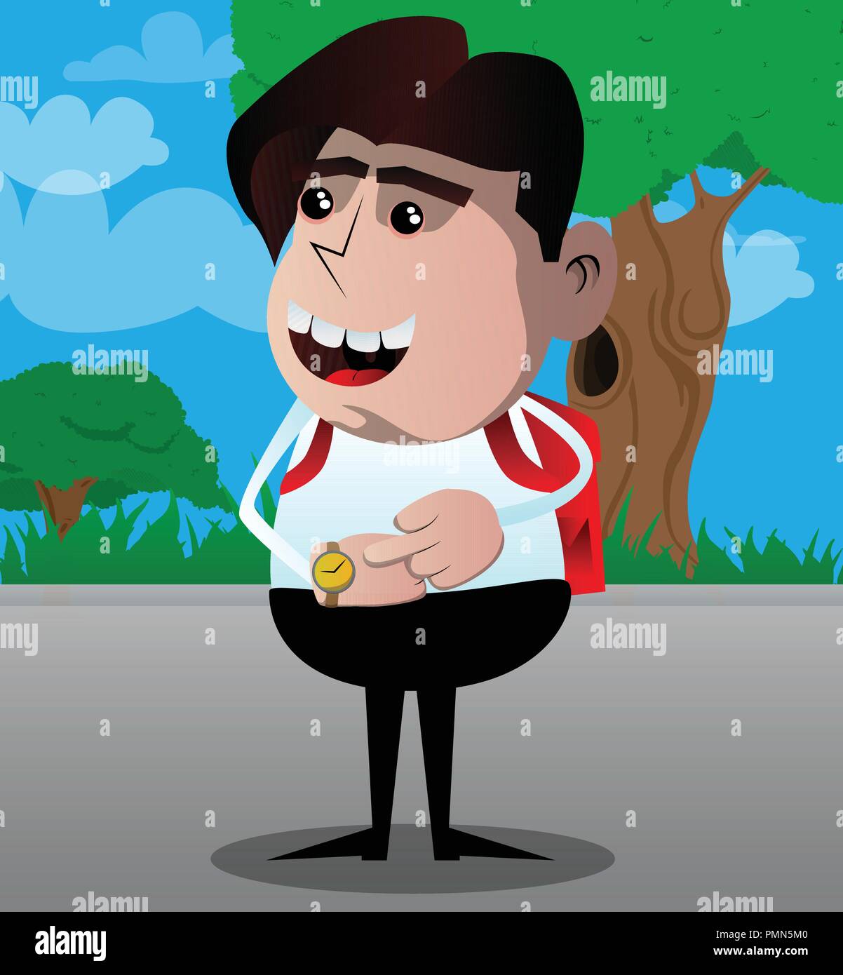 Checking time boy Stock Vector Images - Alamy