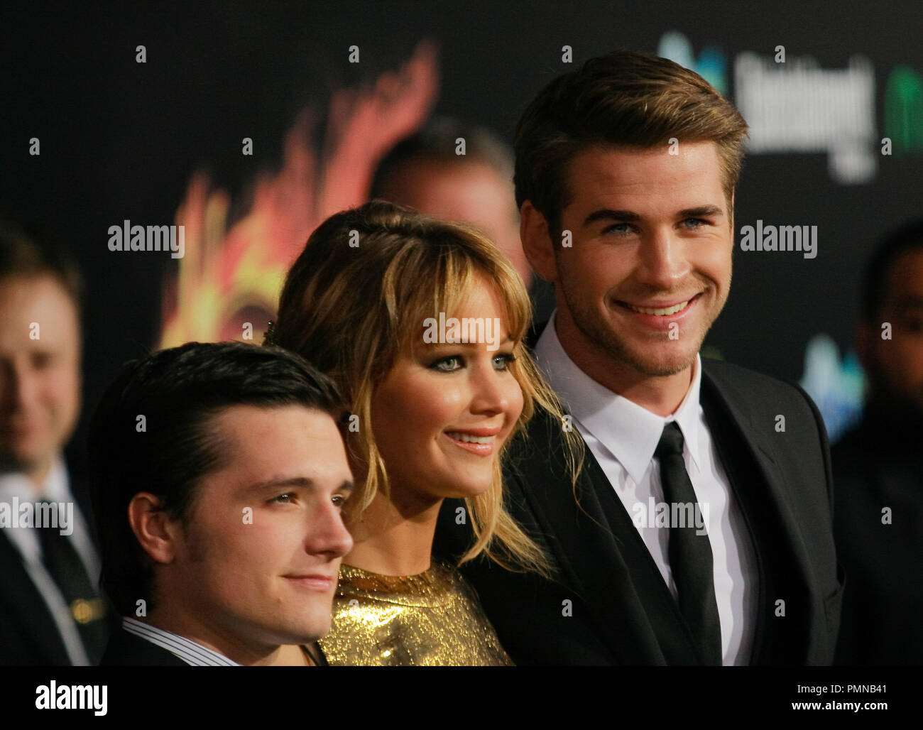 Josh Hutcherson, Jennifer Lawrence, and Liam Hemsworth at the Premiere ...