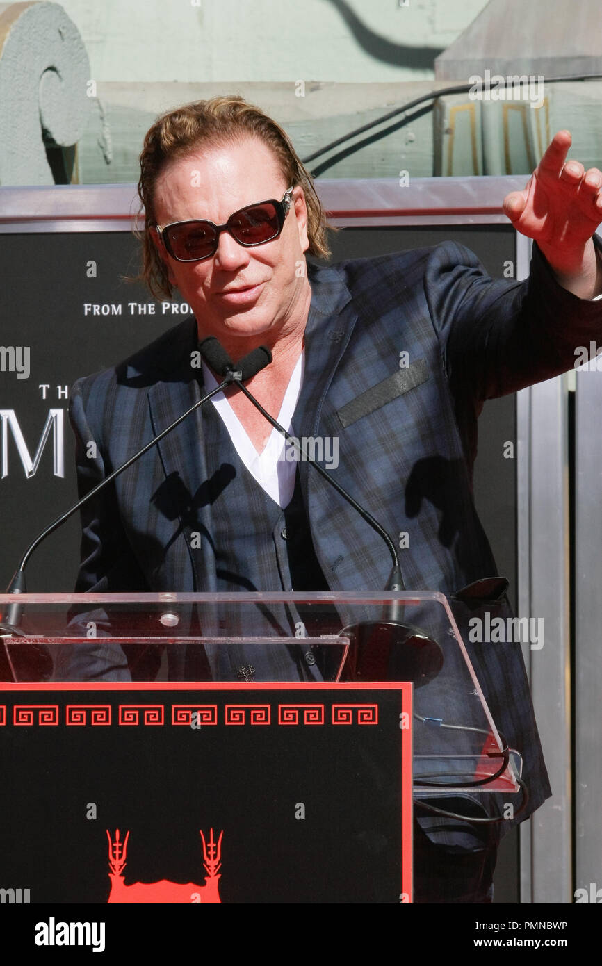 Mickey Rourke at the Hand and Footprint Ceremony honoring him in Cement ...