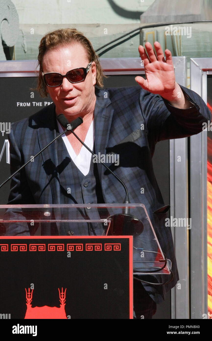 Mickey Rourke at the Hand and Footprint Ceremony honoring him in Cement ...