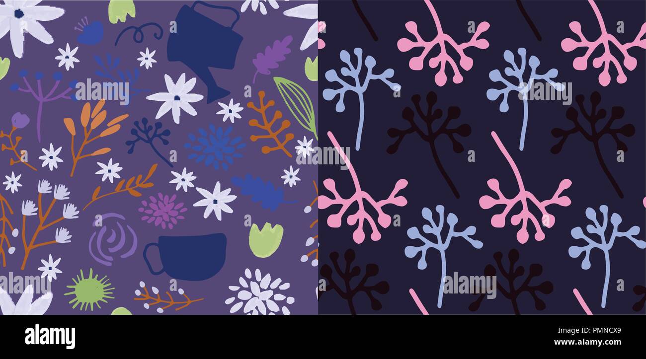 Vector hand drawn floral pattern, delicate flowers Stock Vector Image ...