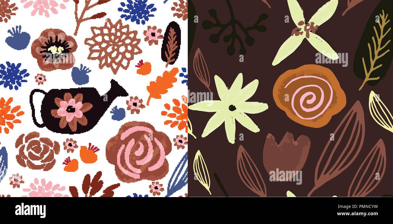 Vector hand drawn floral pattern, delicate flowers Stock Vector Image ...