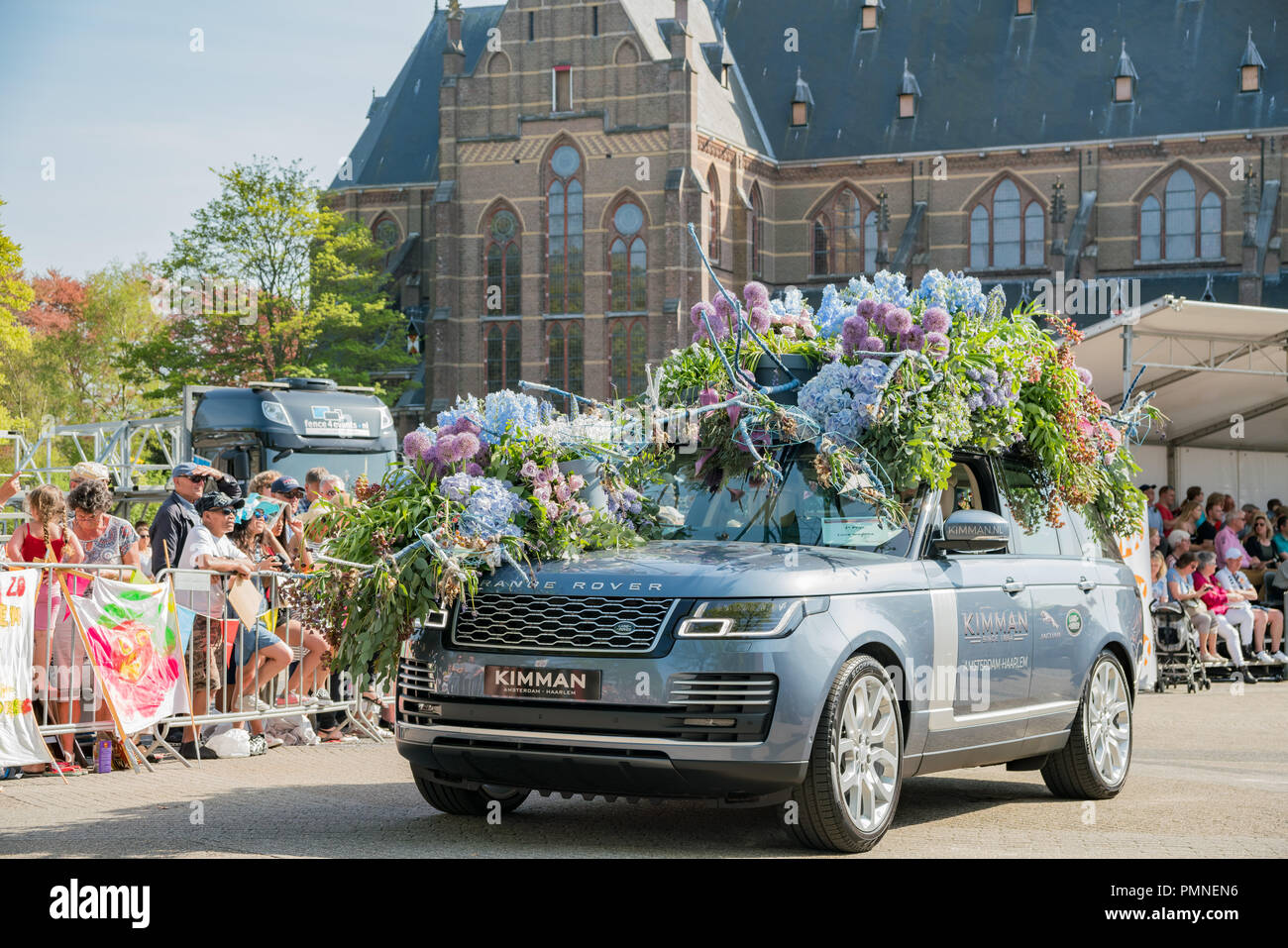 Netherlands, APR 21: The beautiful and colorful flower parade on APR 21 ...