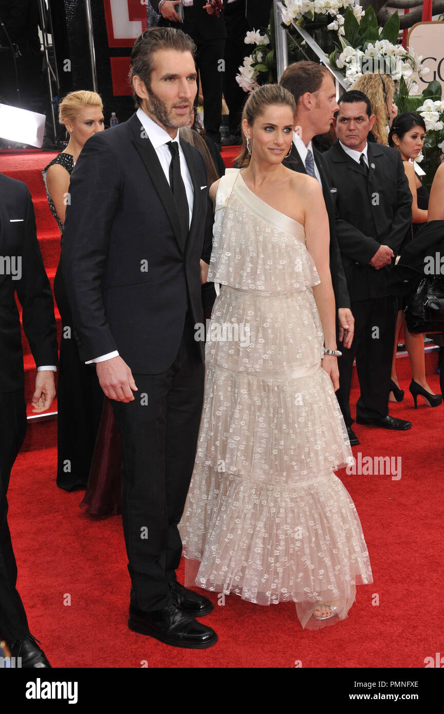 Amanda Peet & David Benioff at the 69th Golden Globe Awards at the ...
