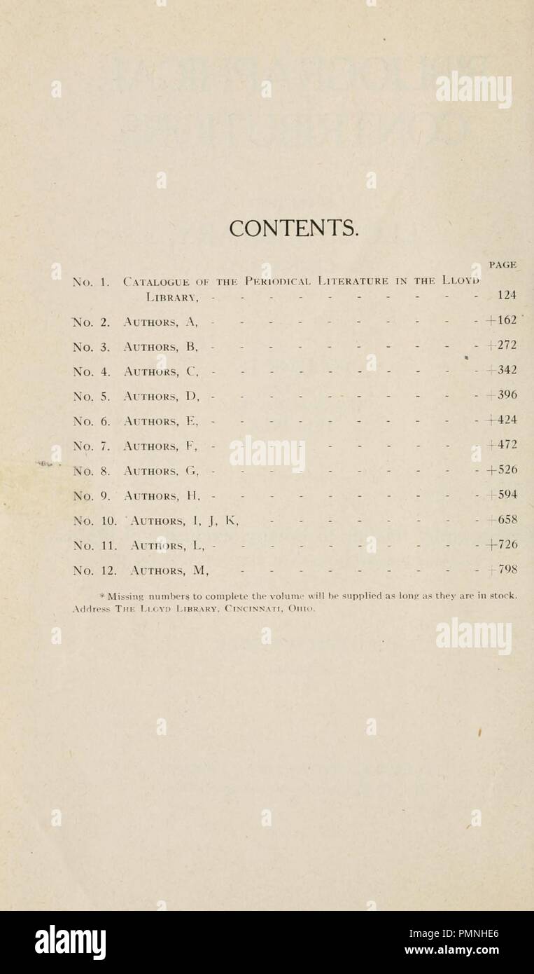 Bibliographical contributions from the Lloyd library, Cincinnati, Ohio ...