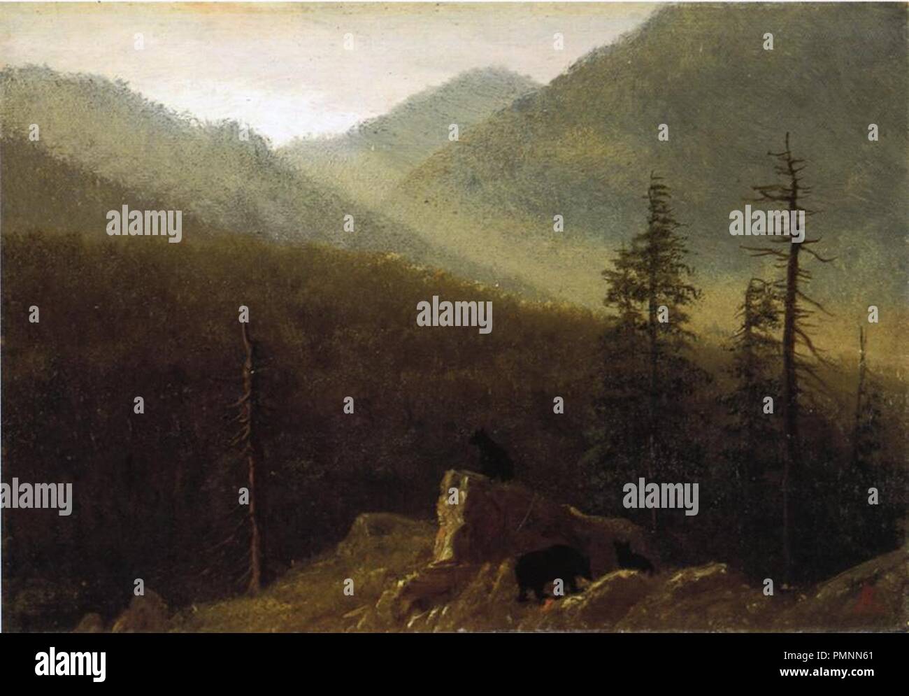 Bierstadt Albert Bears in the Wilderness Stock Photo - Alamy