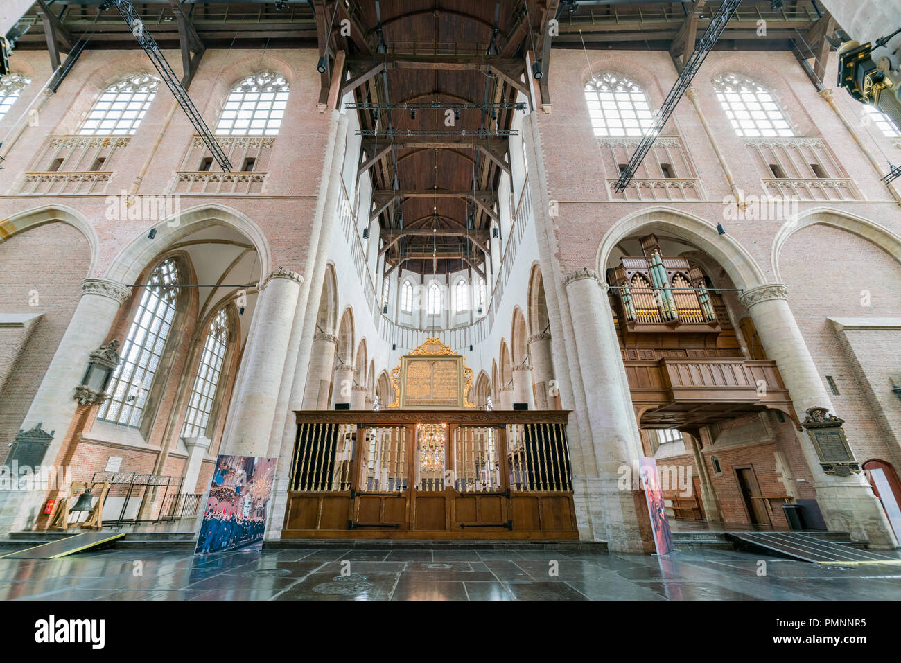 Leiden, APR 22: Interior view of the historical Pieterskerk church on ...