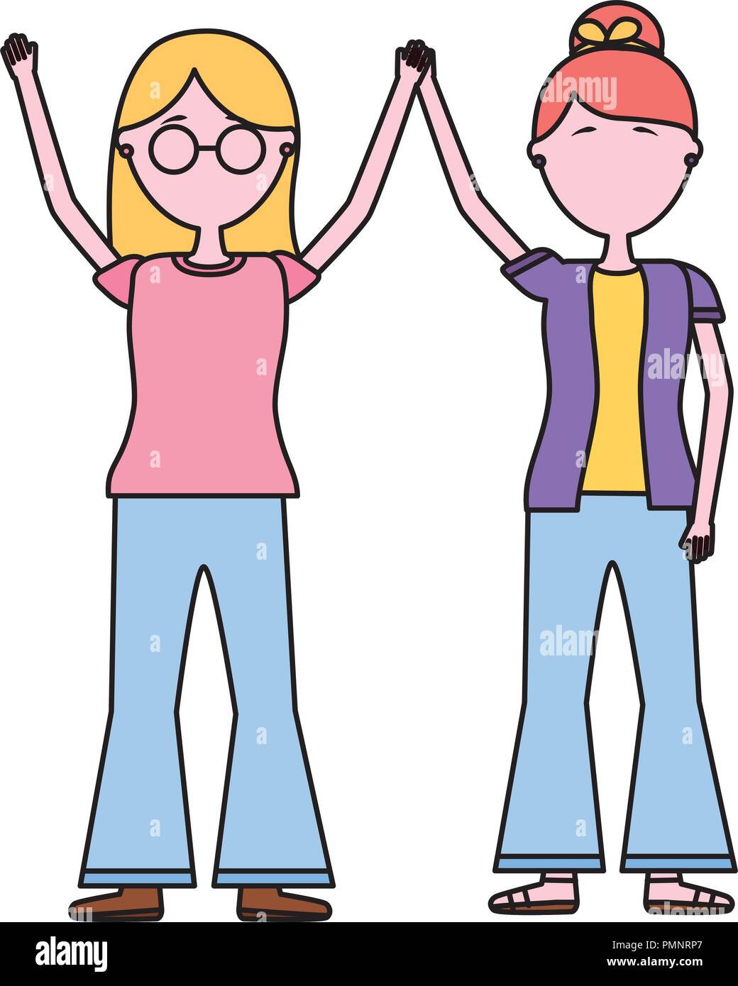 women holding hands avatar character Stock Vector Image & Art - Alamy