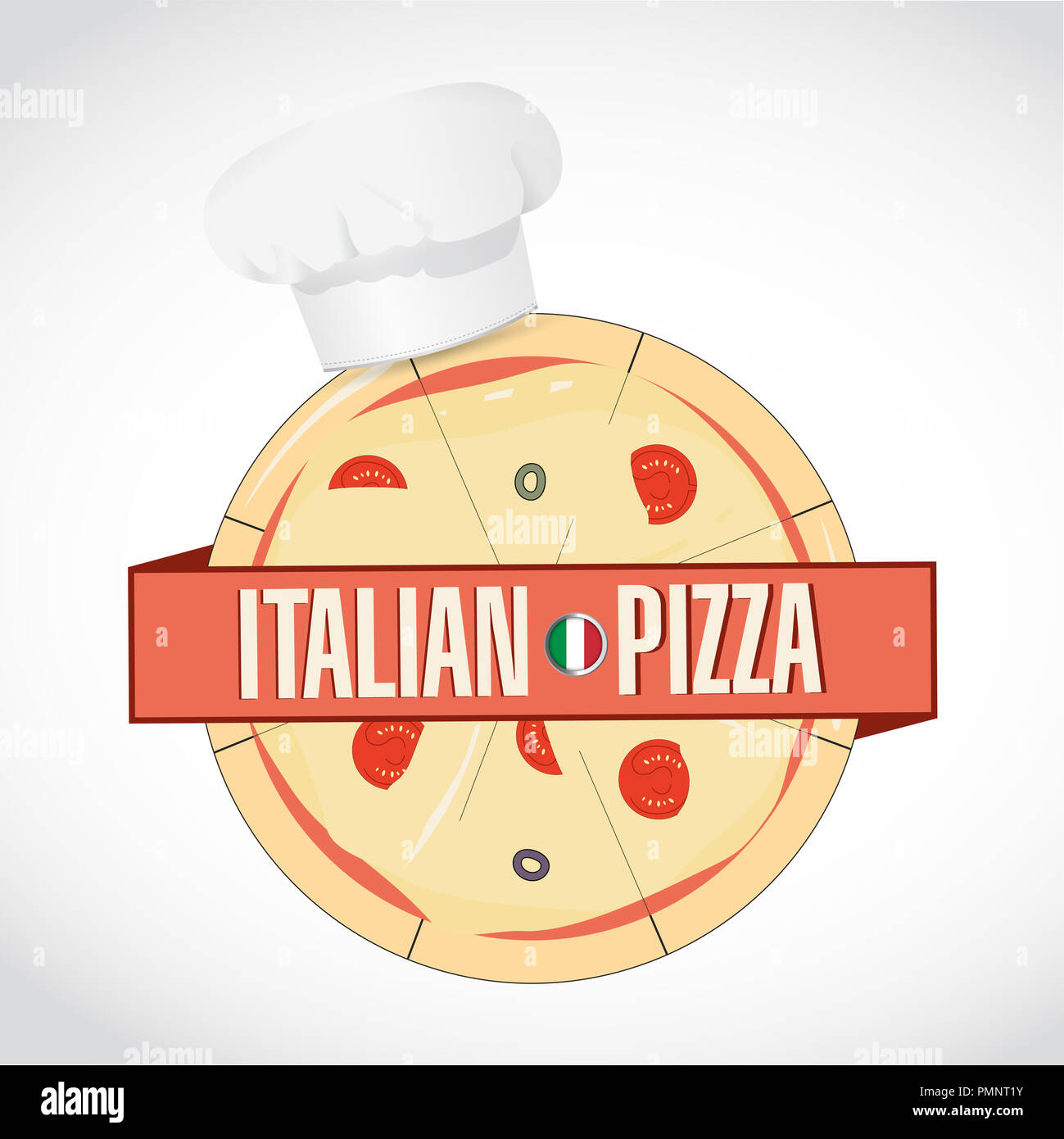 Italian Pizza and chef hat. design graphic. isolated over white ...