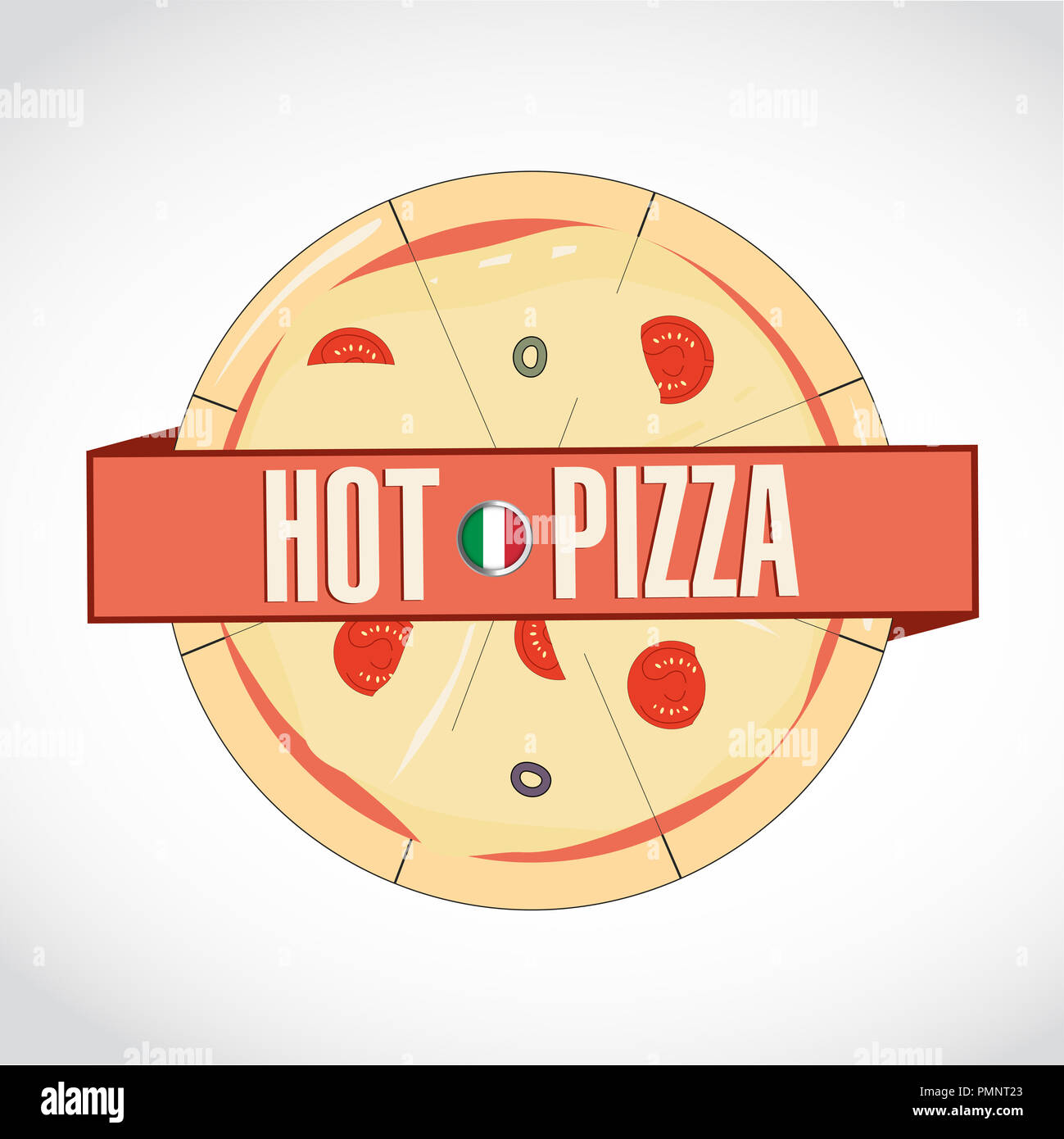 Hot Italian pizza pie icon sign. graphic design. isolated over a white ...