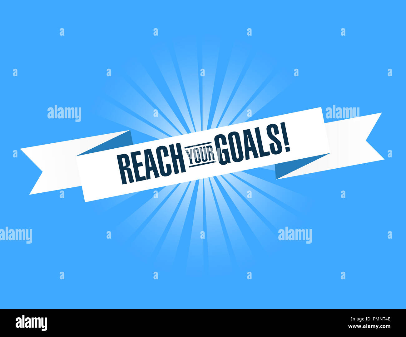 reach your goals bright ribbon message isolated over a blue background ...