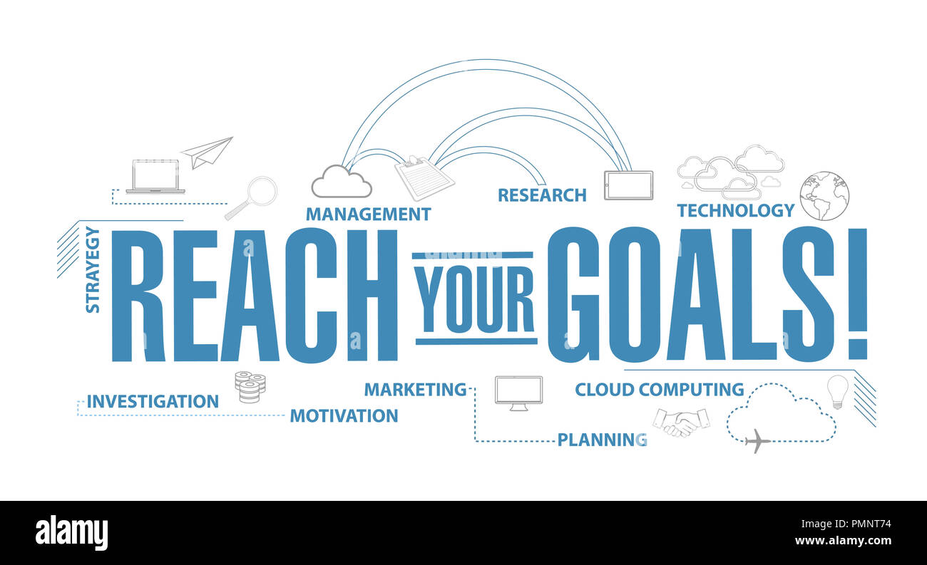 reach your goals diagram plan concept isolated over a white background ...