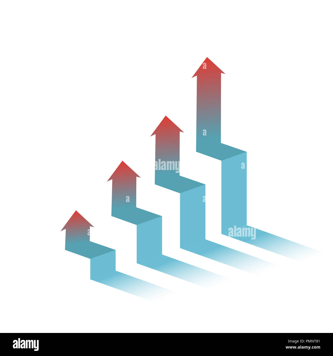 business graph moving upward isolated over a white background Stock ...