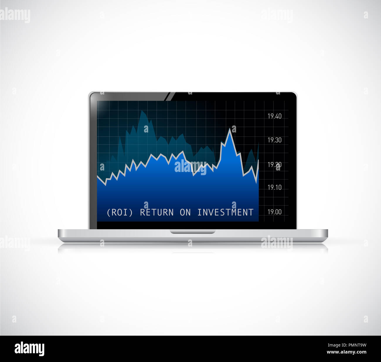 Return on investment. Stock market exchange concept illustration over a ...