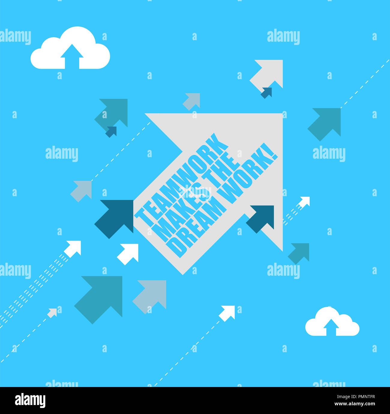 Teamwork makes the dream work. multiple arrows following a leader ...