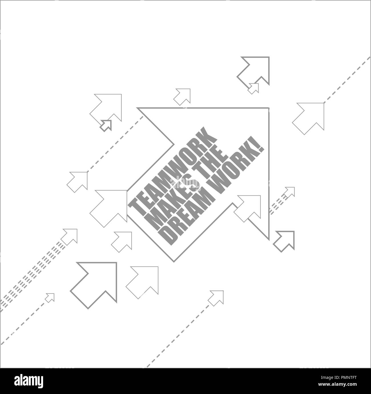 Teamwork makes the dream work. multiple arrows following a leader ...