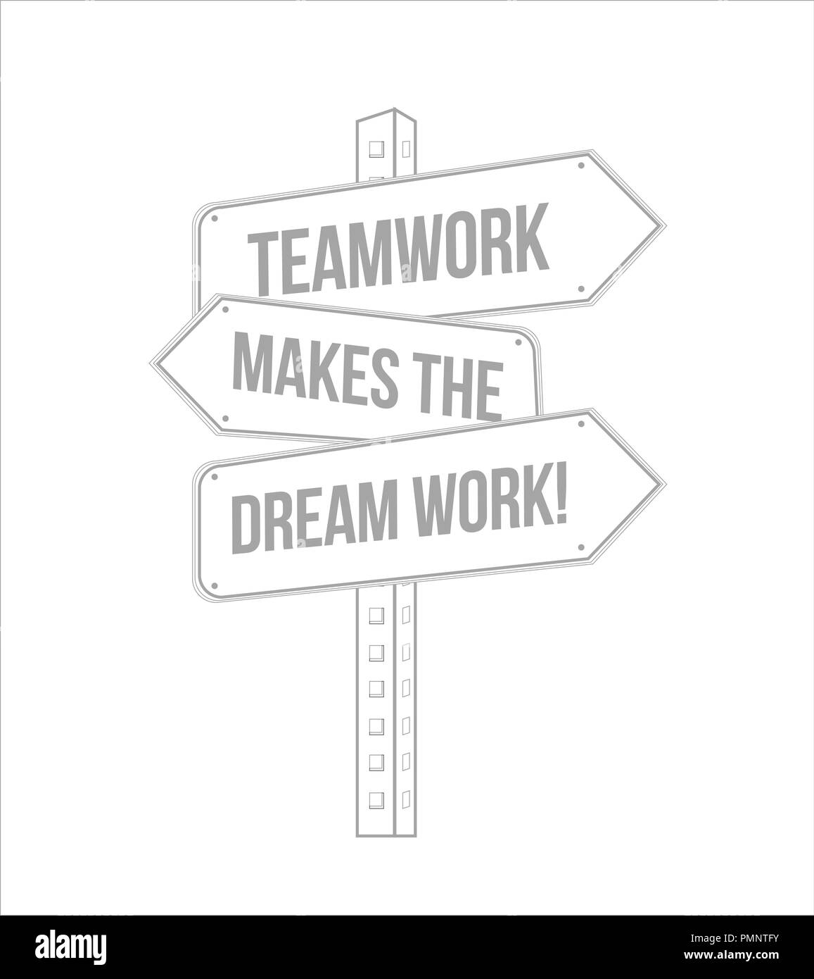 Teamwork makes the dream work multiple destination line street sign ...
