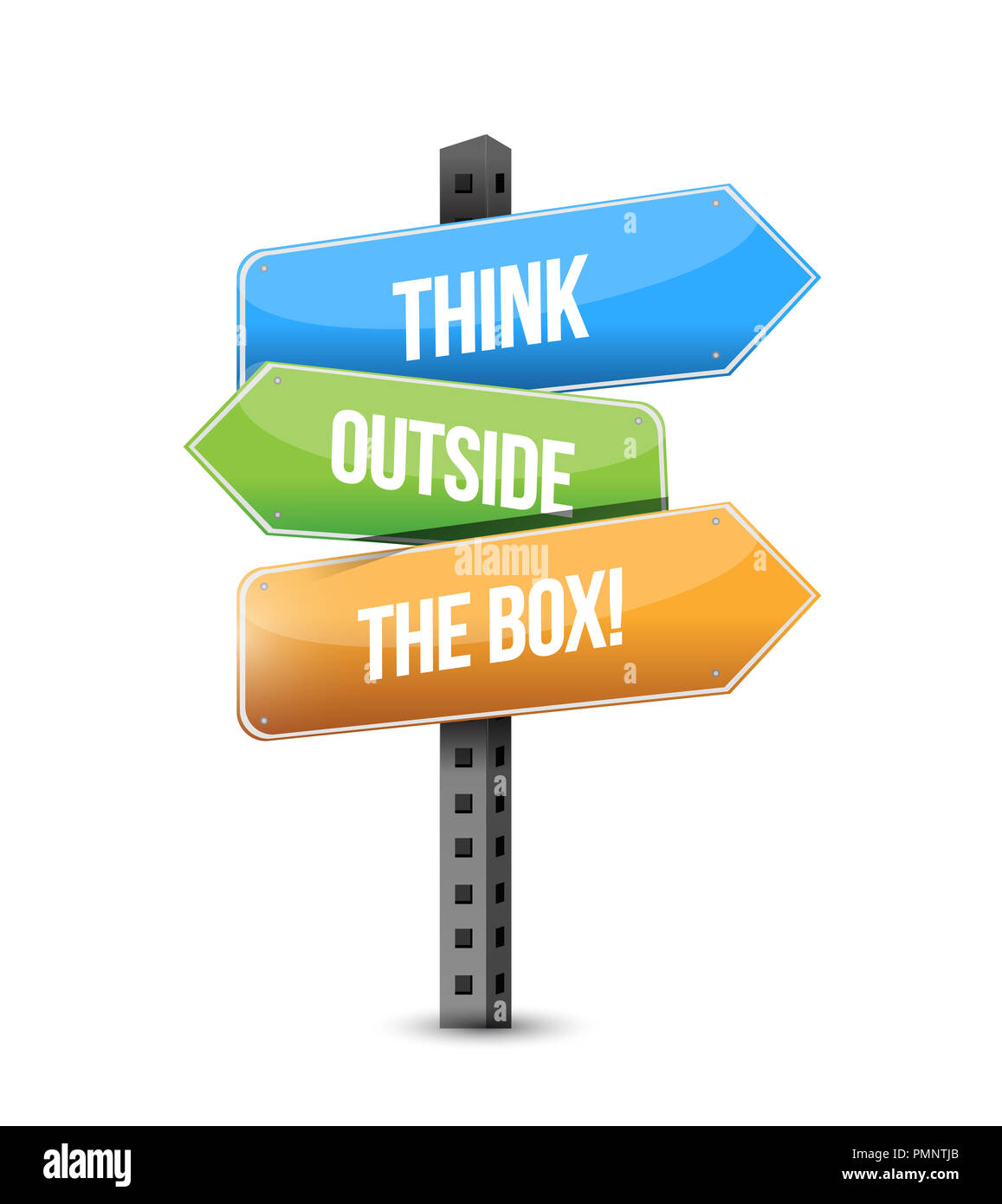 think outside the box multiple destination color street sign isolated ...