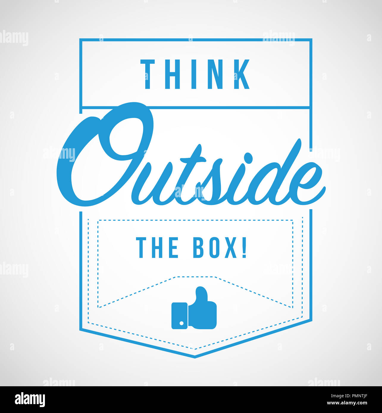 think outside the box modern stamp message design isolated over a white ...