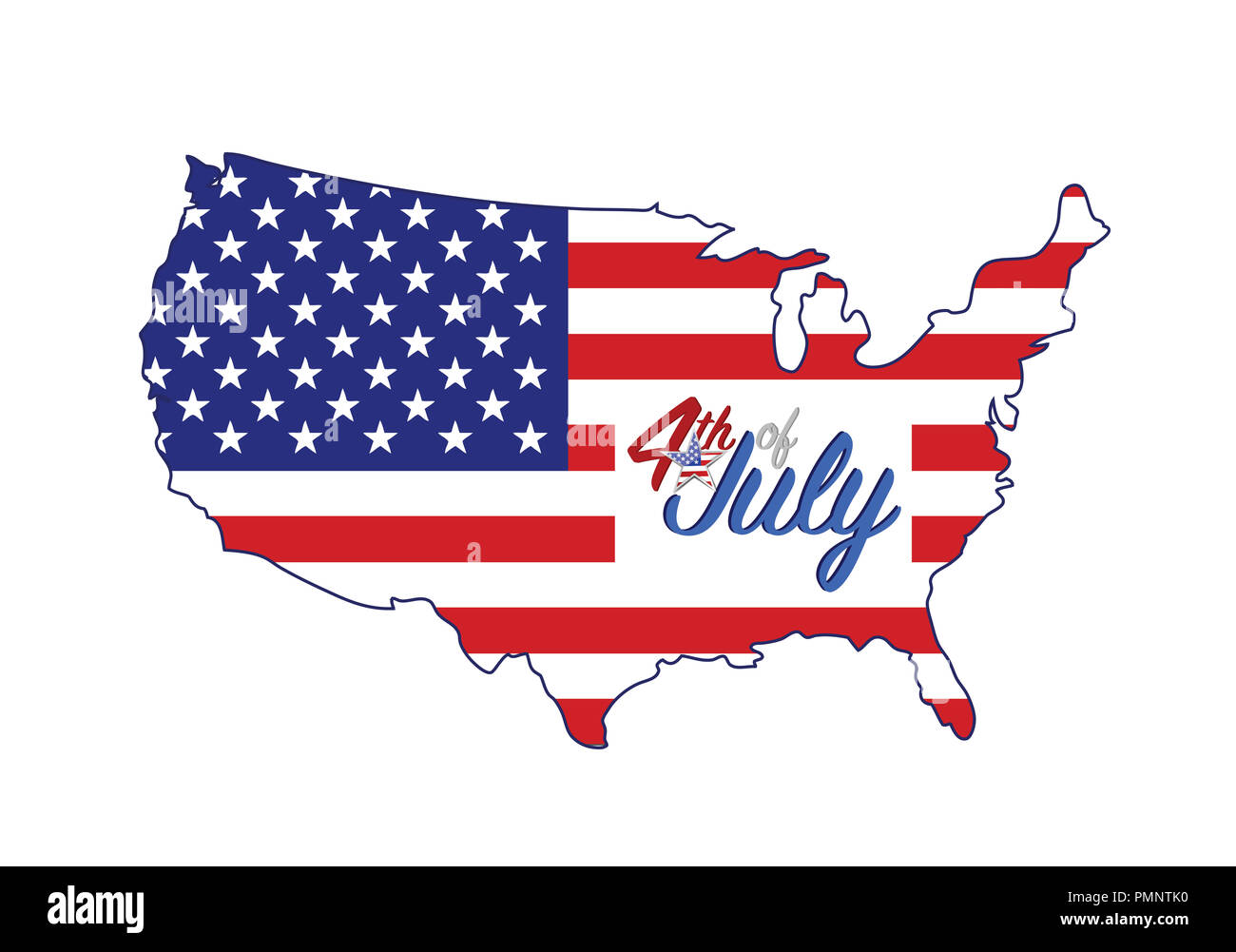 4th of july sign. Vector Illustration. isolated over red wave ...