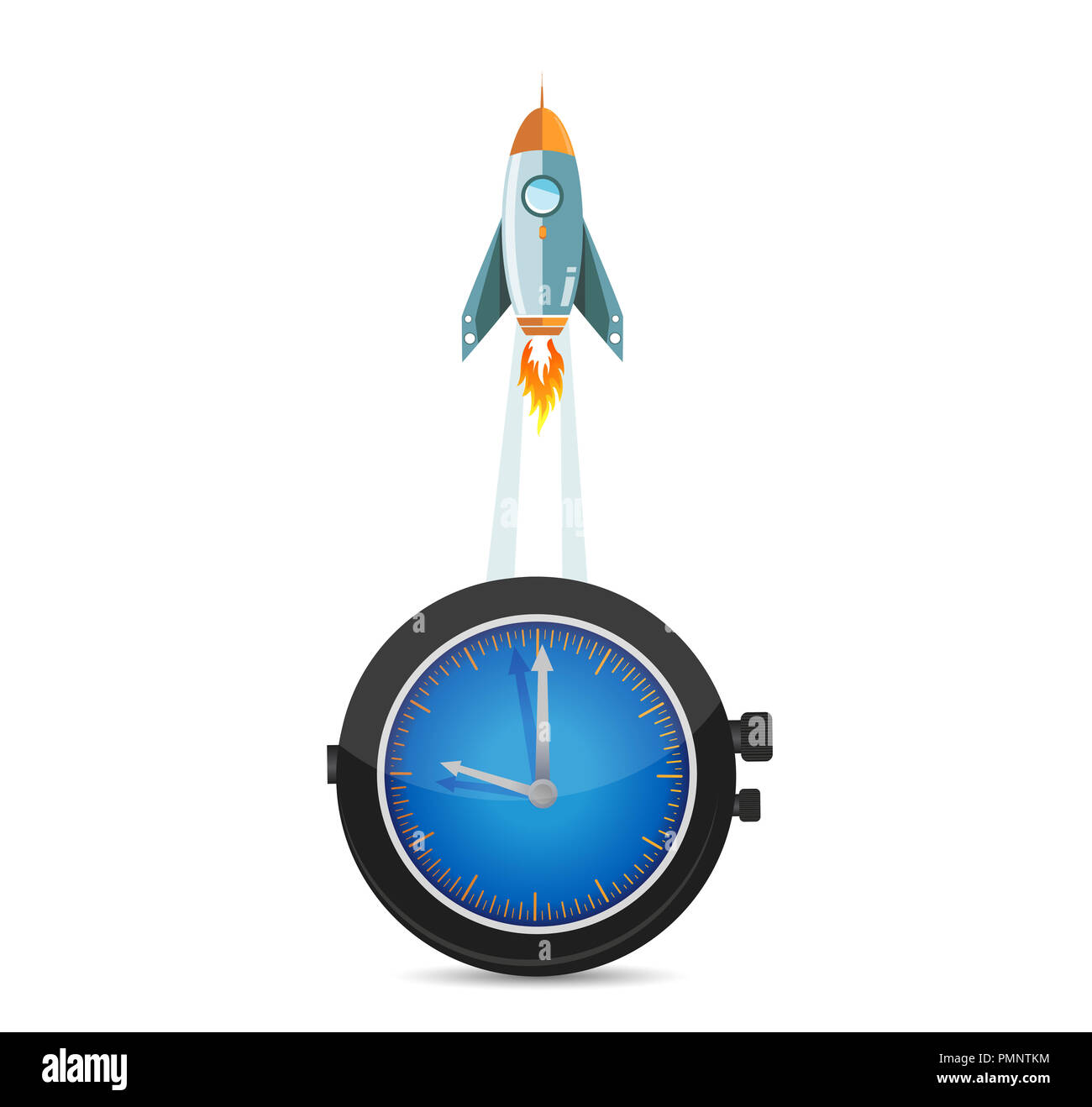 watch icon with a rocket illustration background Stock Photo - Alamy