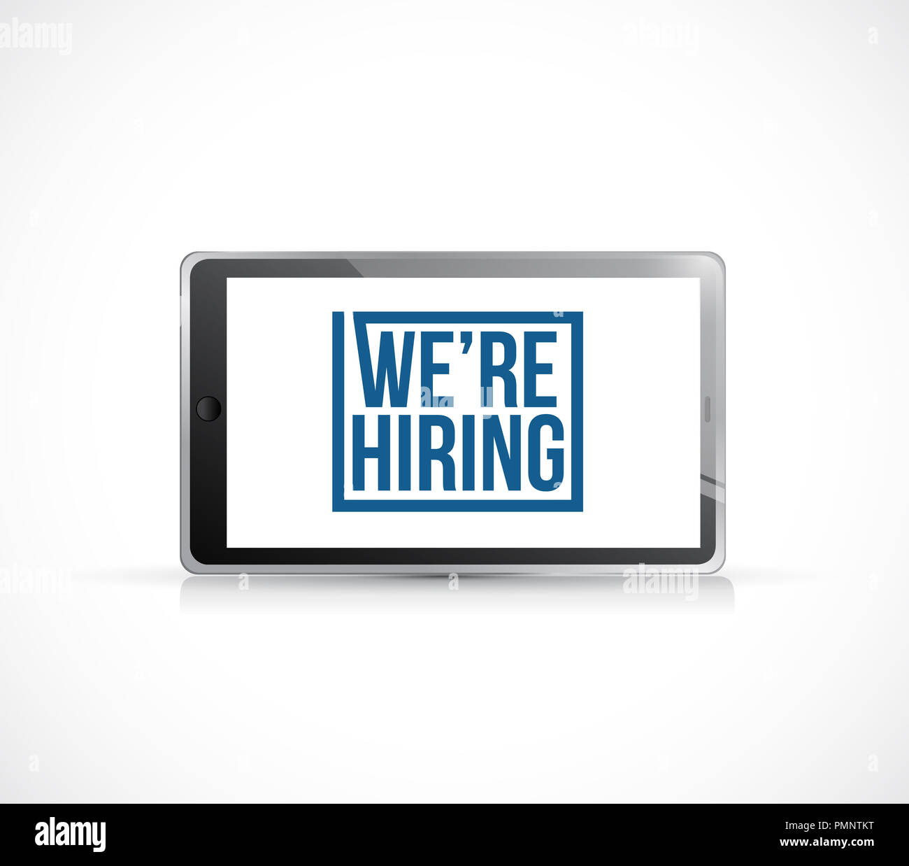 we are hiring tablet vector illustration sign. isolated over a white ...