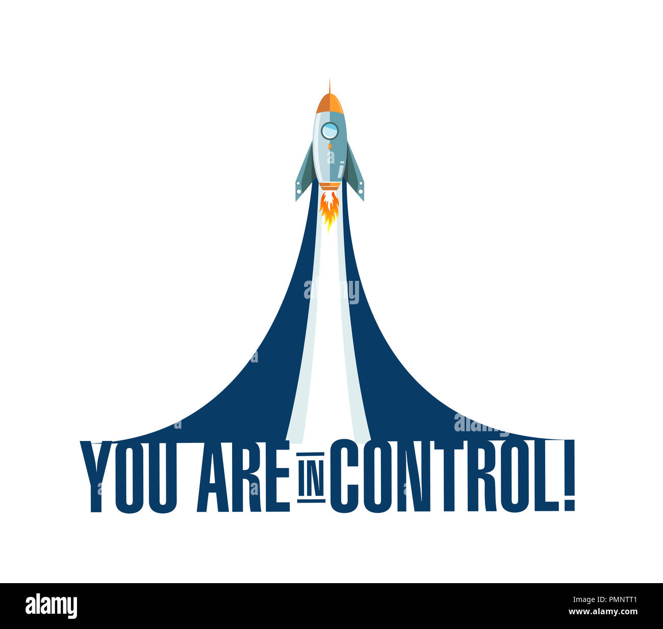 you are in control rocket smoke message illustration isolated over a ...