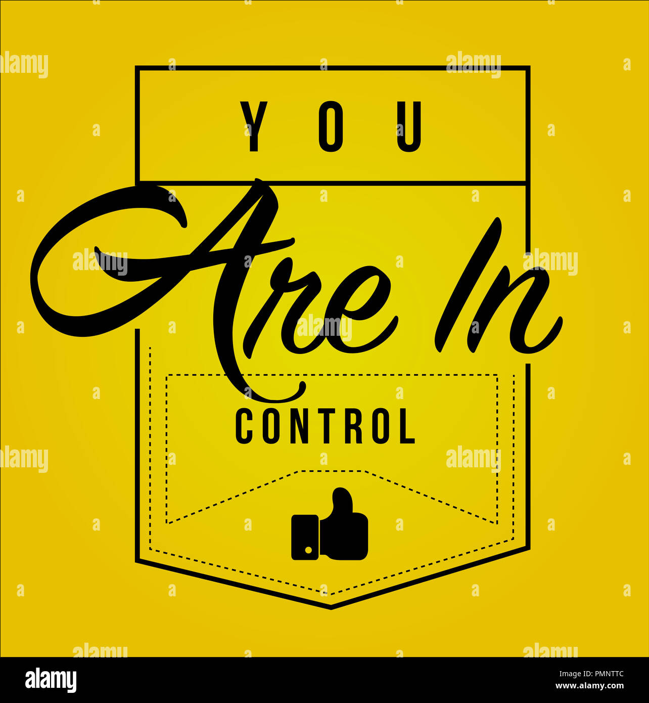 you are in control Modern stamp message design isolated over a yellow ...