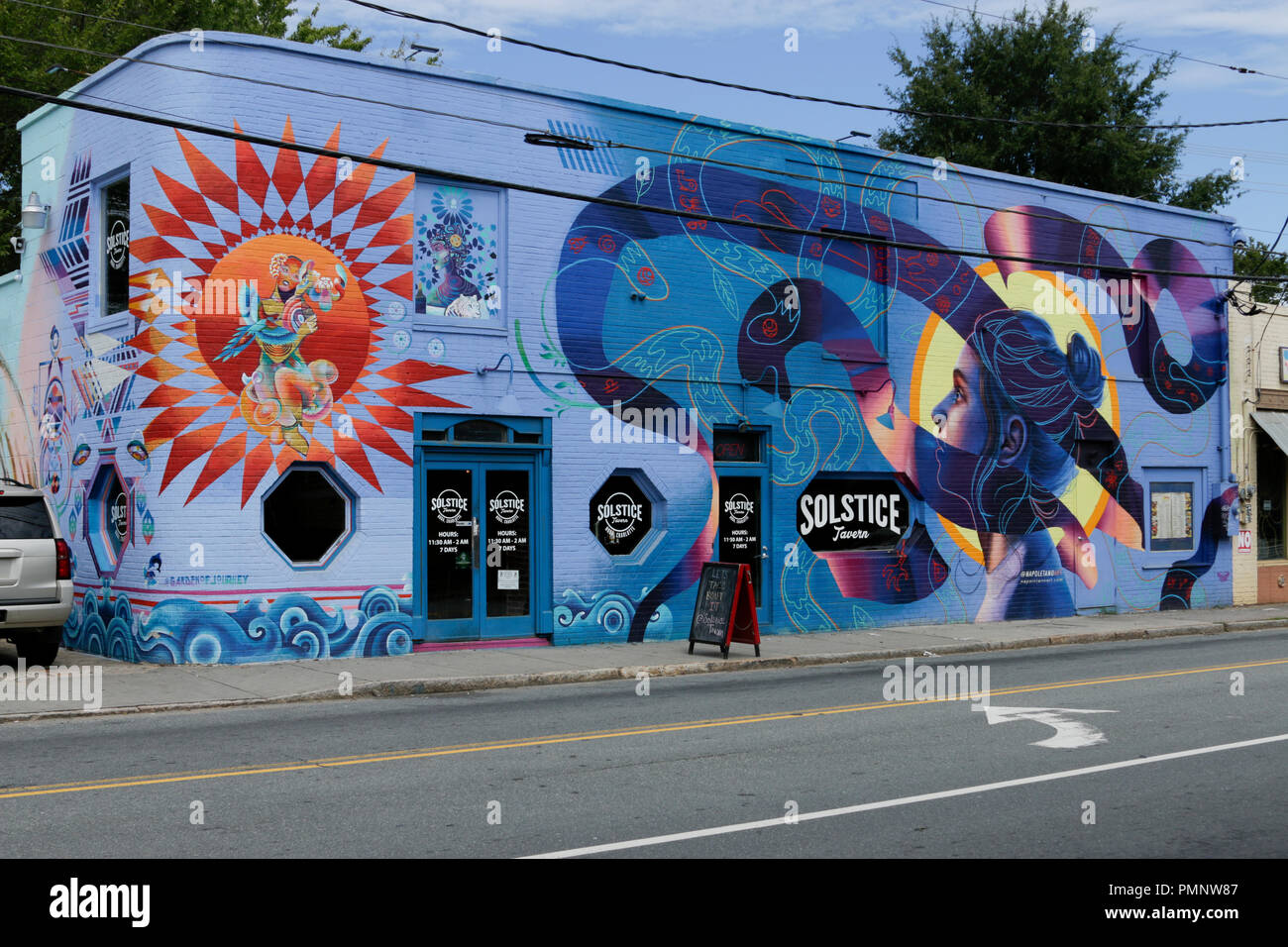 Mural by Napoletano Art at Solstice Tavern in NoDa Stock Photo - Alamy