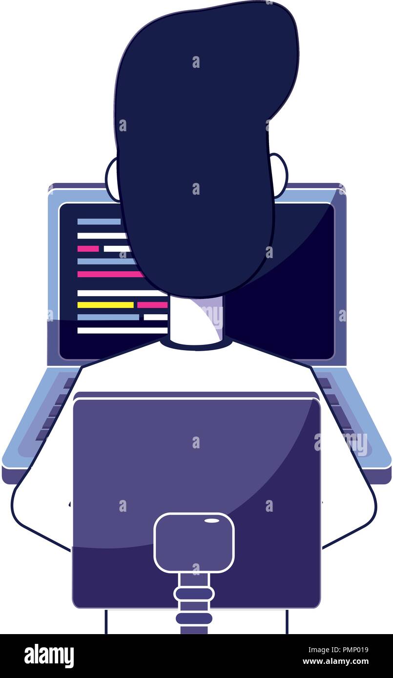 Office computer back head Stock Vector Images - Alamy