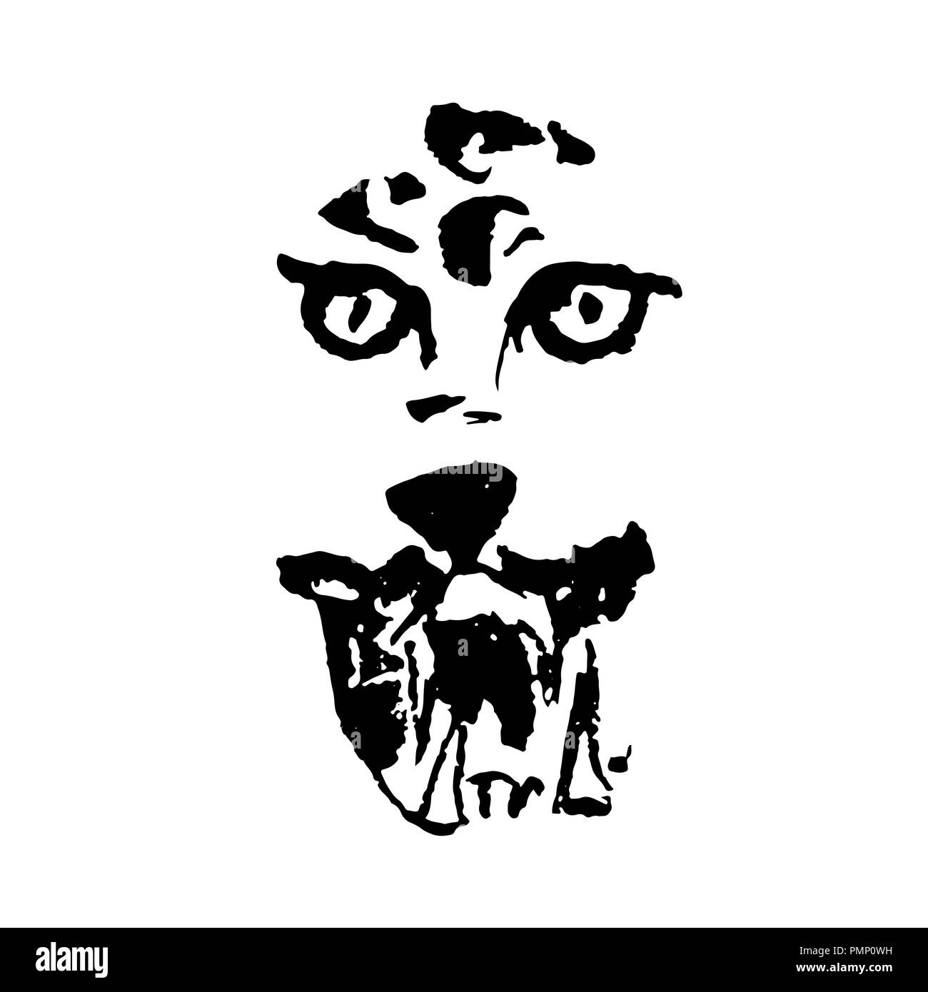 Vector illustration of angry leopard with grin. Simple grunge predator ...
