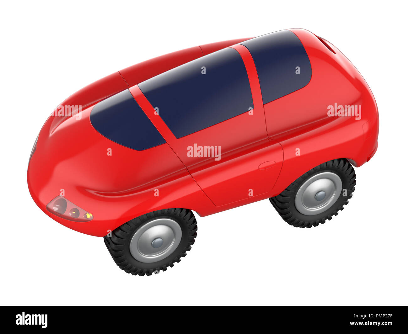 Cartoon red toy car isolated on white background. 3d rendering Stock ...