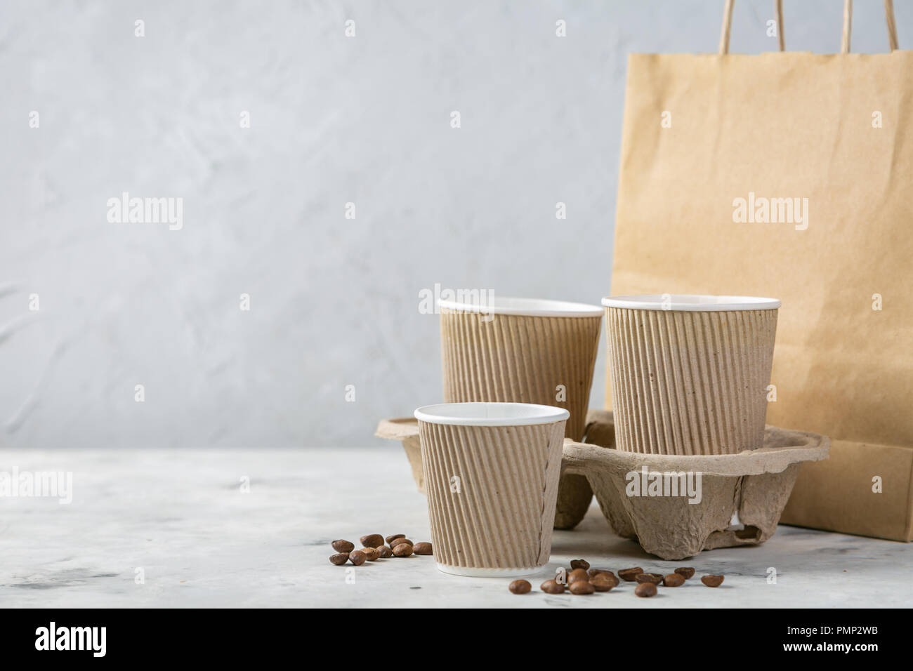 Food and drink craft packaging set on kitchen background Stock Photo ...