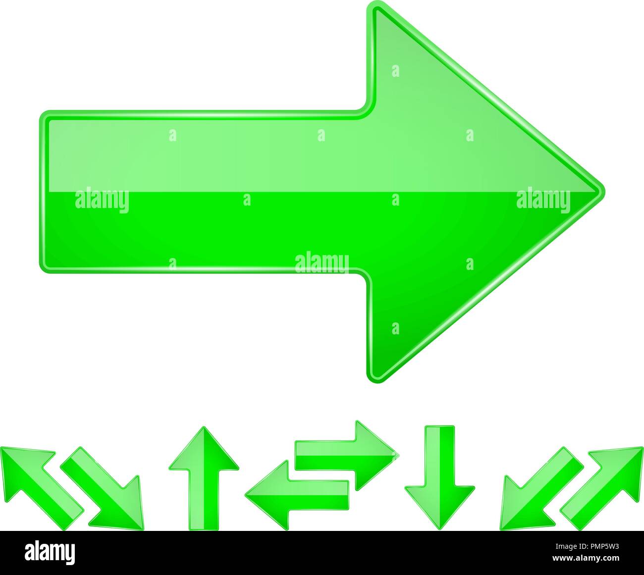 Green shiny straight 3d arrows Stock Vector Image & Art - Alamy