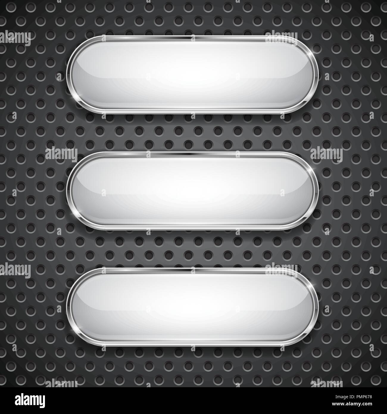 Oval glass buttons on metal perforated background Stock Vector Image ...