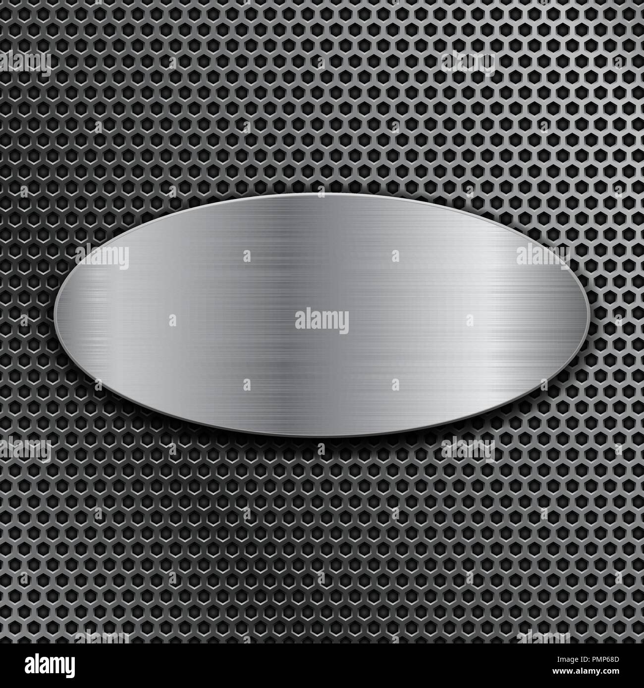 Brushed metal oval plate on perforated background Stock Vector Image ...