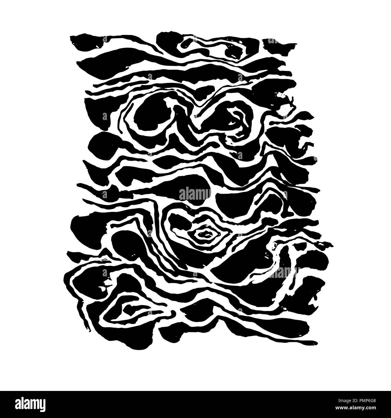 Brush painted wave pattern. Black and white stripes grunge background ...