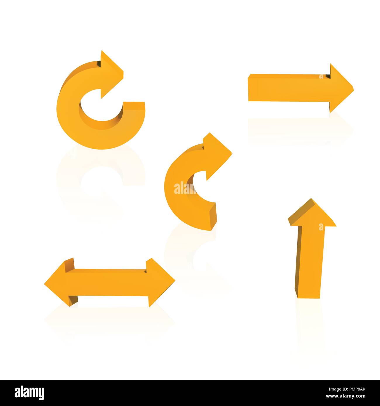 Set of arrows. Threedimensional. Orange color Vector illustration Stock ...