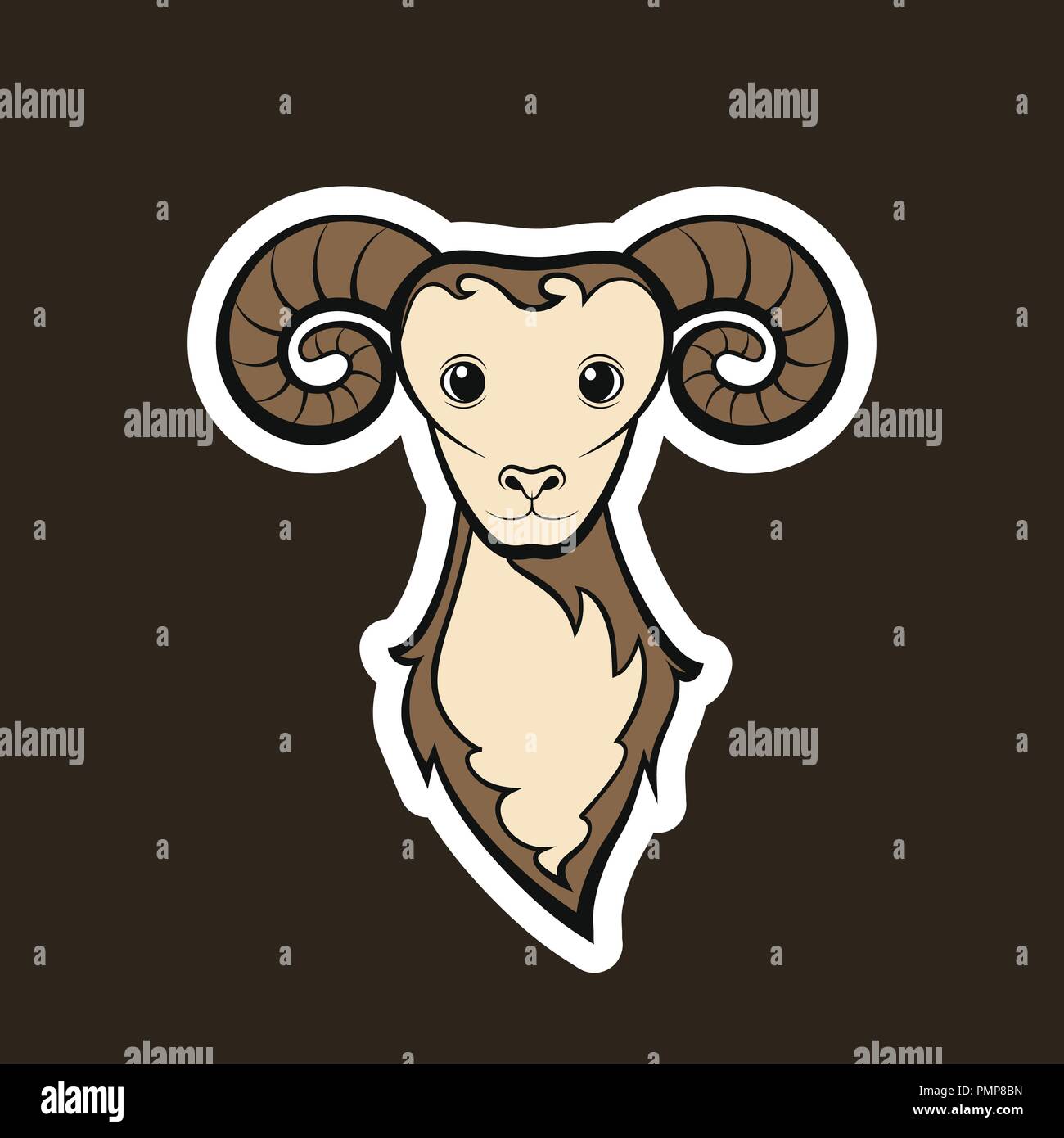 Head of a mutton. Drawing on a black background. Vector illustration ...